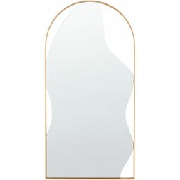 Beliani Wandspiegel Gold Glas und Metall 81x41 cm Oval Halbrund Asymmetrisch mit Dünnem Rahmen Modern Wohnaccessoire Wohnzimmer Schlafzimmer Deko - Gold