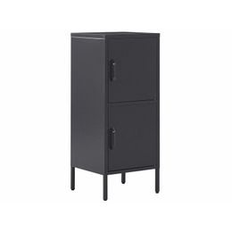 Beliani Hoher Aktenschrank Schwarz Stahl 40x40x102 cm mit 2 Türen 4 Ablagefächern 2 Griffen Büro Wohnzimmer Schlafzimmer Bad Flur Diele - Schwarz