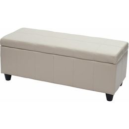 HHG Aufbewahrungs-Truhe Kriens, Sitzbank Bank, Kunstleder, 45x114x45cm creme - beige