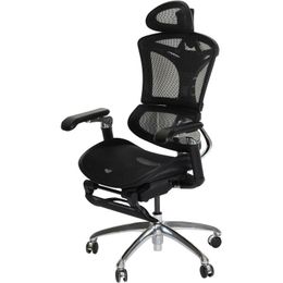 Bürostuhl HHG 575b, Schreibtischstuhl Drehstuhl, ergonomisch, Lordosenstütze Fußstütze 3D-verstellbare Armlehnen schwarz - black