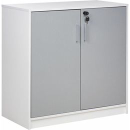 Beliani Büroschrank Hellgrau / Weiß 80 x 80 x 40 cm Abschließbar mit Schlüssel Aktenschrank Schrank für Wohnzimmer Büro Home Office - Grau