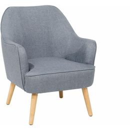 Beliani Sessel Grau Polsterbezug Gummibaumholz Cocktailsessel Retro-Stil - Heller Holzfarbton