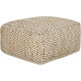 Beliani - Pouf Beige u. Weiß Jute Quadratisch 60x60 cm Geometrisches Muster Boho Bodenkissen Sitzkissen Sitzpouf Wohnzimmer Schlafzimmer Kinderzimmer