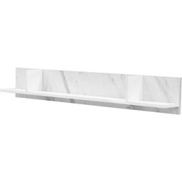 Lomadox Wandboard weiß, Front Marmoroptik, VILNIUS-132, b/h/t ca. 135/20/15 cm - weiß