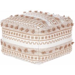 Beliani - Pouf Beige Baumwolle 50 x 50 x 35 cm Mit EPS-Füllung Dicker Stoffbezug Fußhocker Boho