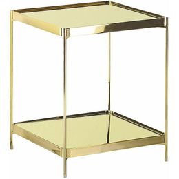 Beliani - Beistelltisch Gold Metall Glas 41 x 41 cm Klassisch Elegant Multifunktional Wohnzimmer - Gold