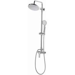 Beliani Duschsystem glänzendes Silber verchromt mit Kopfbrause und Handbrause Regendusche Edelstahl Wandmontage Elegant Trendig Modernes Design