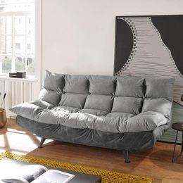 Lomadox Schlafsofa ausklappbar mit verstellbaren Armlehnen in grau mit anthrazit, 140x200, Serie FILLMORE-09 - grau