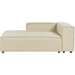 Beliani Chaiselongue Beige Leinen Rechtsseitig Modul-Récamiere mit Niedriger Rückenlehne Wohnzimmermöbel Modern Skandi Wohnzimmer Ausstattung Sitzmöbel