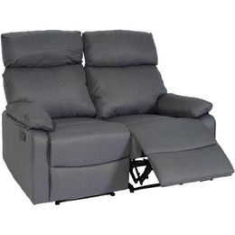 Neuwertig] 2er Kinosessel HHG 136, Relaxsessel Fernsehsessel Sofa, Armlehne Liegefunktion Nosagfederung Stoff/Textil dunkelgrau - grey