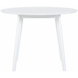 Beliani Esstisch Weiß aus MDF-Platte und Gummibaumholz Rund ⌀ 100 cm Lackiert Modernes Design Minimalistisch Esszimmer - Weiß