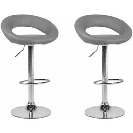 Beliani - Trendy Barhocker Grau Kunstleder Höhenverstellbar Drehbar Modern - Silber