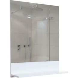 Neuwertig] Wandspiegel mit Ablage HHG 616, Badspiegel Badezimmer, hochglanz 75x60cm weiß - white