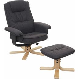 HHG [NEUWERTIG] Relaxsessel H56, Fernsehsessel TV-Sessel mit Hocker, Stoff/Textil dunkelgrau - grey