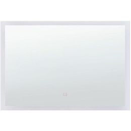 Beliani Badspiegel Silber / Transparent 80 x 60 cm mit led Beleuchtung rechteckig Elegant Modern - Silber