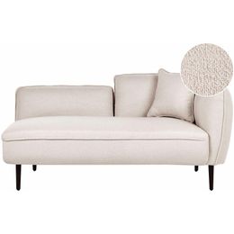 Beliani Chaiselongue Hellbeige Stoffbezug Bouclé Rechtsseitig mit Kissen Metallbeine Modern für Wohnzimmer Schlafzimmer Wintergarten Kleine Räume