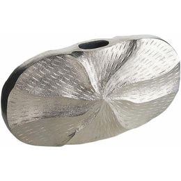 Beliani Blumenvase Silber Aluminium 21 cm Handgemacht Breite Form Deko Accessoires für Wohnzimmer Schlafzimmer Flur Eingangsbereich - Silber