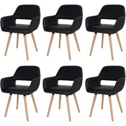 6er-Set Esszimmerstuhl HHG 429 ii, Stuhl Küchenstuhl, Retro 50er Jahre Design Kunstleder, schwarz, helle Beine - black