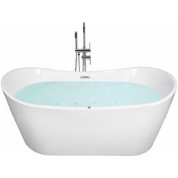 Beliani Whirlpool-Badewanne Weiß 168 x 80 cm aus Sanitäracryl mit LED-Beleuchtung Luxus Badezimmerzubehör Modernes Design - Weiß