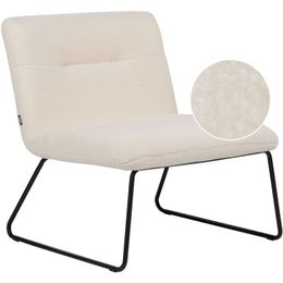 Beliani Sessel Weiß Bouclé mit Breiter Sitzfläche Schwarzem Metallgestell Kufen Retro-Design Wohnzimmer Möbel Ausstattung Sitzmöbel - Weiß