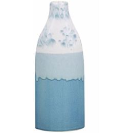 Beliani - Blumenvase Weiß und Blau Steinzeug 30 cm mit Muster Glamourös Farbverlauf Deko Accessoires Wohnzimmer Schlafzimmer Flur Eingangsbereich