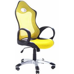 Beliani - Bürostuhl Gelb Wippfunktion Bürostuhl mit atmungsaktiver Netzbespannung Bequem Modernes Design - Schwarz