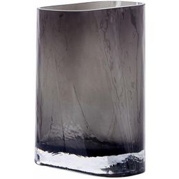 Beliani Blumenvase Dunkelgrau Glas 20 cm Geschwungen Hohe Form mit Breiter Öffnung Modern Tischdeko Wohnaccessoires Deko Glasvase für Wohnzimmer - Grau