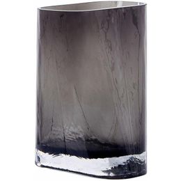 Beliani Blumenvase Dunkelgrau Glas 20 cm Geschwungen Hohe Form mit Breiter Öffnung Modern Tischdeko Wohnaccessoires Deko Glasvase für Wohnzimmer