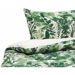 Beliani - Bettwäsche Set Weiß / Grün aus Baumwolle 135 x 200 cm Kopfkissenbezug Deckenbezug Praktisch Schlafzimmereinrichtung Modernes Design - Grün