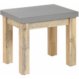 Beliani Hocker Grau / Heller holzfarbton Faserzement / Akazienholz Indoor & Outdoor Garten Schlafzimmer Wohnzimmer