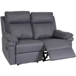 2er Kinosessel HHG 144, Relaxsessel Fernsehsessel Sofa, Armlehne Liegefunktion Nosagfederung Stoff/Textil dunkelgrau - grey