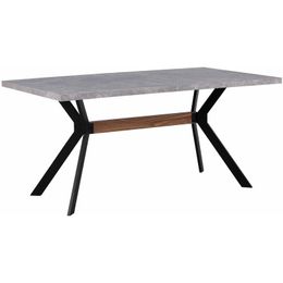 Beliani Esstisch Grau Schwarz 90 x 160 cm mdf Tischplatte Metallfüßen Rechteckig Betonoptik Modern Scandinavien Stil - Schwarz