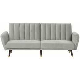 Beliani - Schlafsofa Hellgrau Samtstoff mit 3-fach verstellbarer Rückenlehne Schlaffunktion 3-Sitzer Sofa Glamour Stil - Grau