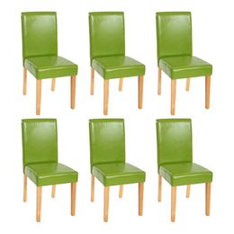 HHG 6er-Set Esszimmerstuhl Stuhl Küchenstuhl Littau Kunstleder, grün, helle Beine - green