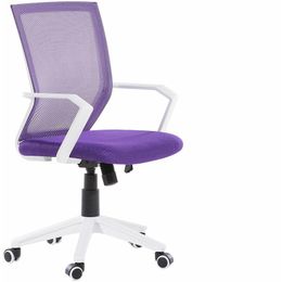 Beliani - Bürostuhl Violett höhenverstellbar mit Nylon Laufrollen Modernes Design - Weiß