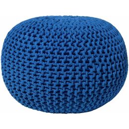 Beliani Pouf Blau 100% Baumwolle Rund ⌀ 50 cm Elegant Modern - Blau
