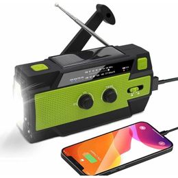 Minkurow - Solar Am/FM/Noaa Radio Handkurbel Radio Tragbares usb Wiederaufladbares Notfall Radio mit 4000 mAh Power Bank, led Taschenlampe (Grün)