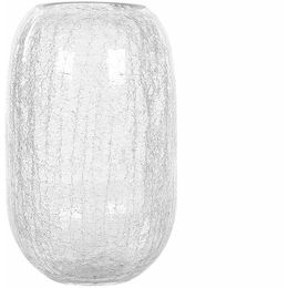 Beliani - Blumenvase Transparent Bruchglas 28 cm Oval mit Breiter Öffnung Modern Tischdeko Wohnaccessoires Deko Glasvase für Wohnzimmer Esstisch Flur