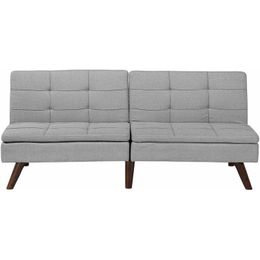 Beliani 3-Sitzer Sofa Hellgrau Stoffbezug Gesteppt mit Schlaffunktion Verstellbarer Rückenlehne Hohe Holzbeine Retro Wohnzimmer Schlafsofa Sofabett - Heller