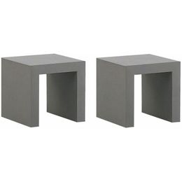 Beliani Sitzhocker 2er Set Grau aus Beton Matt Rechteckiges Stuhl Set Modernes Design Industrieller Stil - Grau