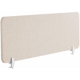 Beliani - Schreibtisch Trennwand Beige Stoff pet Kunststoff 180 x 40 cm zum Aufstellen Klemmen Schallschutz Sichtschutz Pinnwand Büro Home Office