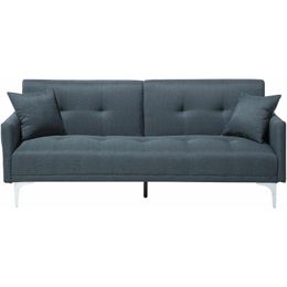 Beliani - Sofa Dunkelblau Polsterbezug 3-Sitzer Schalffunktion Klassisch Zierkissen Wohnzimmer - Silber