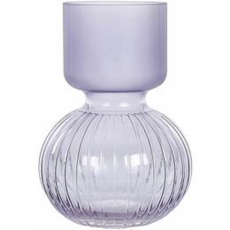 Beliani - Blumenvase Violett Glas 26 cm Bauchig Kugelform mit Schmalem Hals Rillen-Struktur Modern Tischdeko Wohnaccessoires Deko Glasvase Wohnzimmer