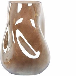 Beliani Blumenvase Goldbraun Glas 27 cm Geschwungen mit Breiter Öffnung Modern Tischdeko Wohnaccessoires Deko Glasvase für Wohnzimmer Esstisch Flur - Braun