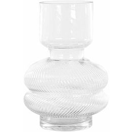 Beliani - Blumenvase Transparent Glas 24 cm Organische Form mit Schmalem Hals Rillen Modern Tischdeko Wohnaccessoires Deko Glasvase für Wohnzimmer