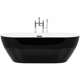 Beliani Badewanne freistehend schwarz 150 x 75 cm oval klassisch modern - Schwarz