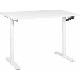 Beliani - Schreibtisch Weiß Melamin 120x72 cm Manuell Höhenverstellbar Rechteckig mit Kurbel Rundes Metallgestell Modern Büro Steh-Sitz-Tisch