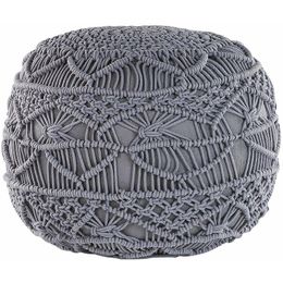 Beliani - Pouf Grau Baumwolle Rund 40 x 40 cm gestrickt Boho-Stil