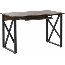 Beliani - Schreibtisch Schwarz / Dunkler Holzfarbton 120 x 60 cm praktische Fächer Industrieller Stil Arbeitszimmer - Schwarz