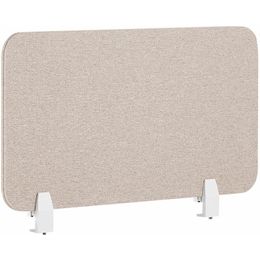 Beliani Schreibtisch Trennwand Beige Stoff pet Kunststoff 80 x 40 cm zum Aufstellen Klemmen Schallschutz Sichtschutz Pinnwand Büro Home Office